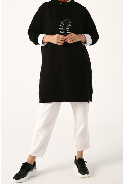 ALLDAY Yaprak Sim Baskılı Sweat Tunik