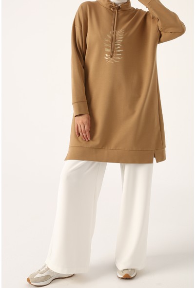 ALLDAY Yaprak Sim Baskılı Sweat Tunik