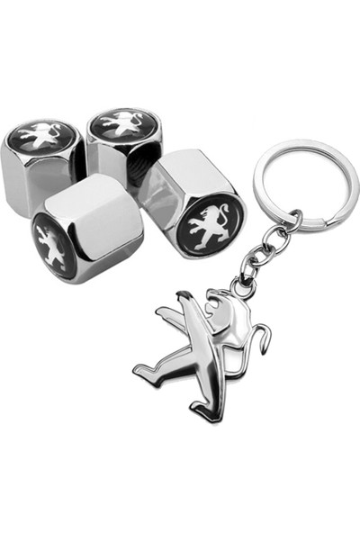 Gardenauto Peugeot Krom Renk Sibop Kapağı 4 Adet ve Krom Anahtarlık Gardenauto Peugeot Krom Renk Sibop Kapağı 4 Adet ve Krom Anahtarlık