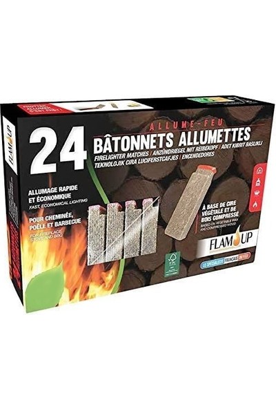 Flamup Kibrit Başlı Mangal Şömine Baca Ocak Tutuşturucu 24LÜ Çıra