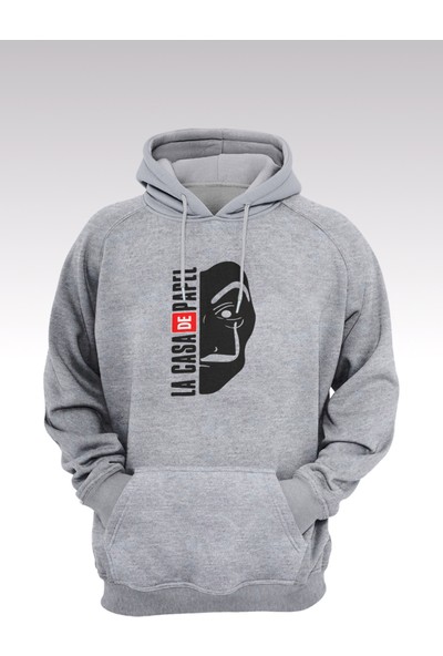 La Casa De Papel 106 Gri Kapşonlu Sweatshirt - Hoodie