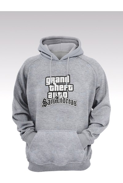 Gta San Andreas 57 Gri Kapşonlu Sweatshirt - Hoodie