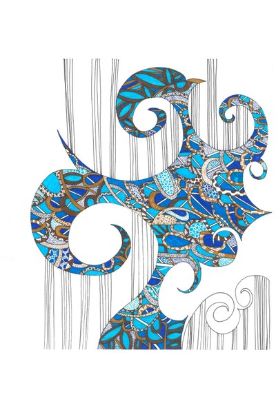 Cosenza Özel Tasarım Dekoratif El Yapımı Çizim Renkli Siyah Beyaz