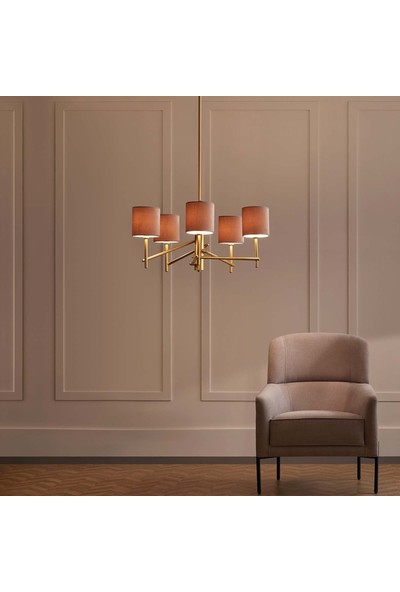 Enza Home Castel Modern Tasarım Gri Kadife Başlık Beşli Sarkıt Enza Home Castel Modern Tasarım Gri Kadife Başlık Beşli Sarkıt