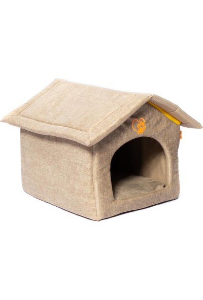 Bebebebek Iç Mekan Kadife Kumaş Kedi ve Köpek Kulubesi Bej