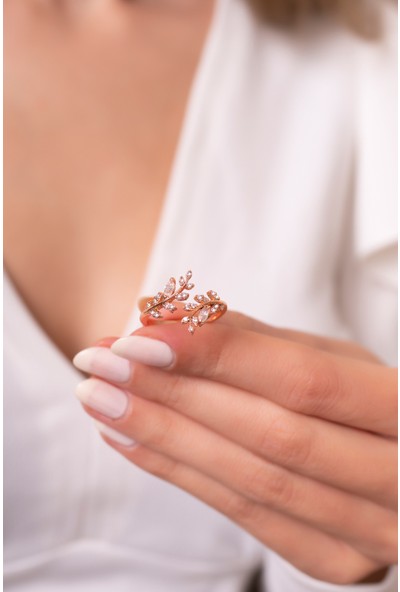 Eva Akasya Çiçeği Ayarlanabilir Rose Kaplama Kadın Yüzük