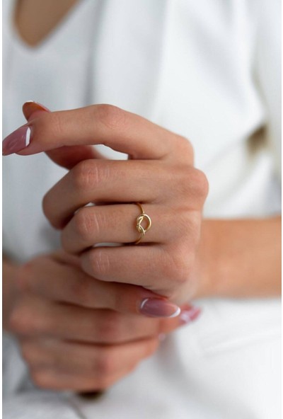 Eva Aşkın Kör Düğümü Ayarlanabilir 14K Altın Kaplama Yüzük