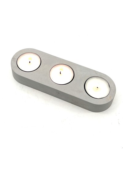The Bouqet 3 Gözlü Tealight Mumluk Gri