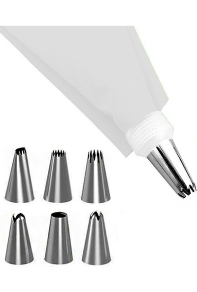 Qniay Krema Torbası 7 Parça Seti Pasta Krema Sıkma Torbası Kek Süsleme Paslanmaz Çelik Uçlu Qniay Krema Torbası 7 Parça Seti Pasta Krema Sıkma Torbası Kek Süsleme Paslanmaz Çelik Uçlu