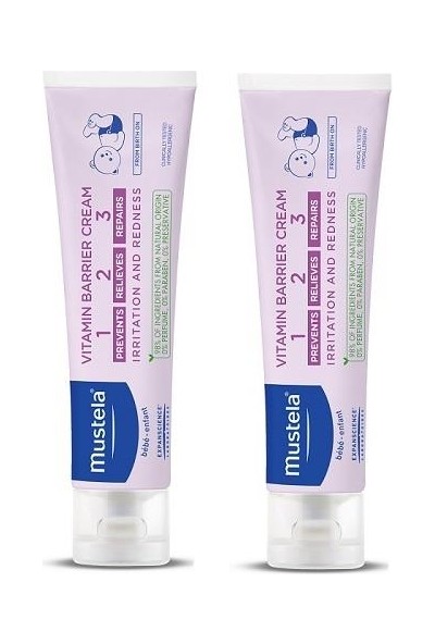 Mustela Vitamin Barrier Cream 1.2.3 Pişik Kremi 100 ml 2'li Mustela Vitamin Barrier Cream 1.2.3 Pişik Kremi 100 ml 2'li