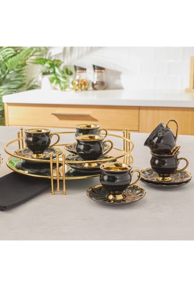 Emsan Exclusive Siyah 6 Kişilik Kahve Fincan Takımı 90 ml
