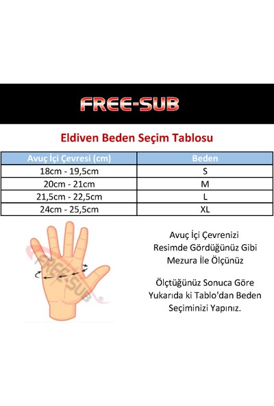 Free-Sub Diver Pro 3mm Kapadokya Neopren Dalış Eldiveni