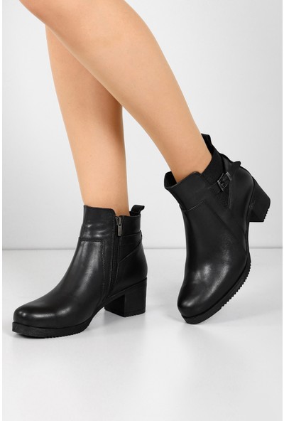 Gönderi(R) Hakiki Deri Yuvarlak Burun Topuklu Fermuarlı Tokalı Kadın Günlük Bot 10409 Gönderi(R) Hakiki Deri Yuvarlak Burun Topuklu Fermuarlı Tokalı Kadın Günlük Bot 10409