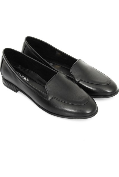 Gönderi(R) Hakiki Deri Yuvarlak Burun Düz Taban Kadın Babet 24158