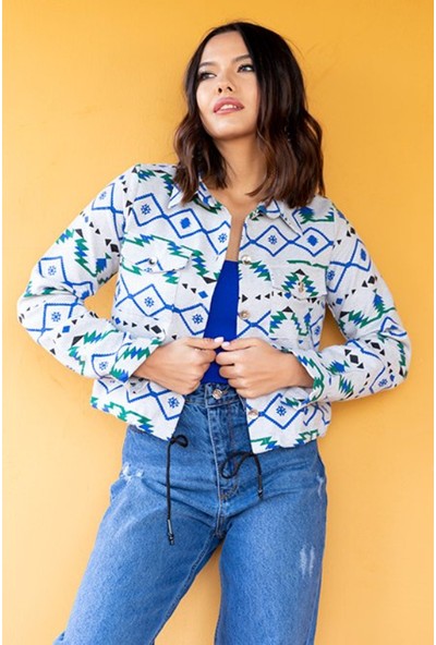 Sewayes Etnik Desen Cepli Ceket