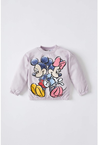 DeFacto Kız Bebek Minnie Mouse Lisanslı Uzun Kollu Pamuklu Sweatshirt W8854A222SP