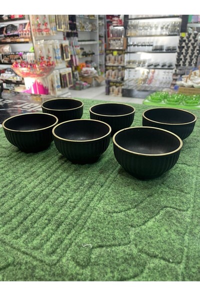 Yzhome 6'lı Plastik Siyah Yaldızlı Kase Çerezlik