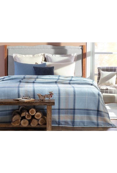 Madame Coco Antonin Tek Kişilik Welsoft Baskılı Battaniye - Açık Mavi