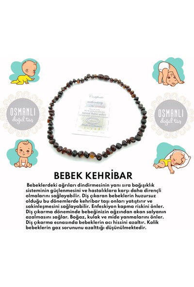 Osmanlı Doğal Taş Bebek Kehribar Kolye Osmanlı Doğal Taş Bebek Kehribar Kolye