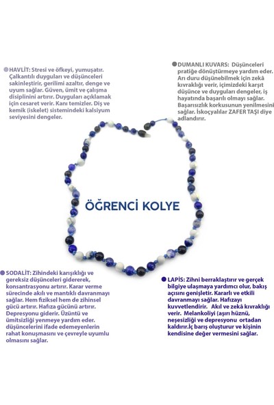 Osmanlı Doğal Taş Öğrenci Kolye-Sodalit-Havlit-Lapis-Dumanlı Kuvars Osmanlı Doğal Taş Öğrenci Kolye-Sodalit-Havlit-Lapis-Dumanlı Kuvars