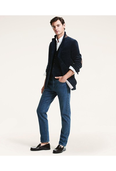 Brooks Brothers Erkek Lacivert Kadife Regent Kesim Spor Ceket