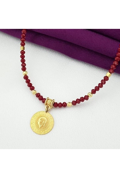 Altın Plaza Çeyrek Altınlı Ipli&taşlı Altın Kolye