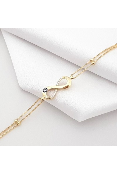 Altın Plaza Nazar ve Sonsuzluk Detaylı Altın Bileklik KN02355 Altın Plaza Nazar ve Sonsuzluk Detaylı Altın Bileklik KN02355