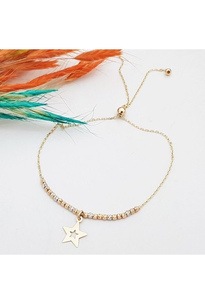 Altın Plaza Yıldızlı Dorika Altın Bileklik KN02914