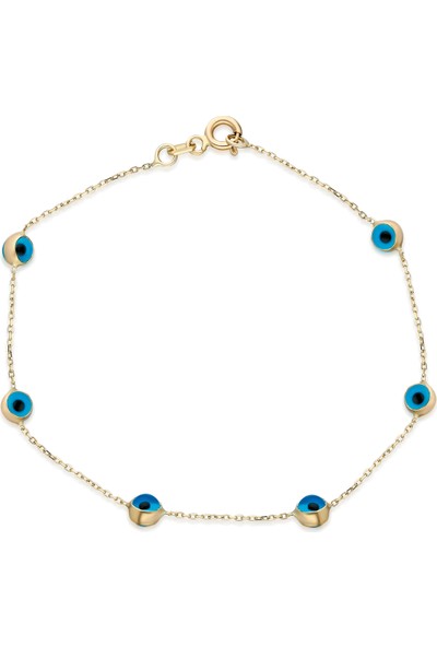 Asya Nazar Boncuklu 14 Ayar Altın Bileklik