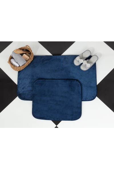 Madame Coco Carol 2'li Banyo Paspası - Indigo - 60X100 + 50X60 cm