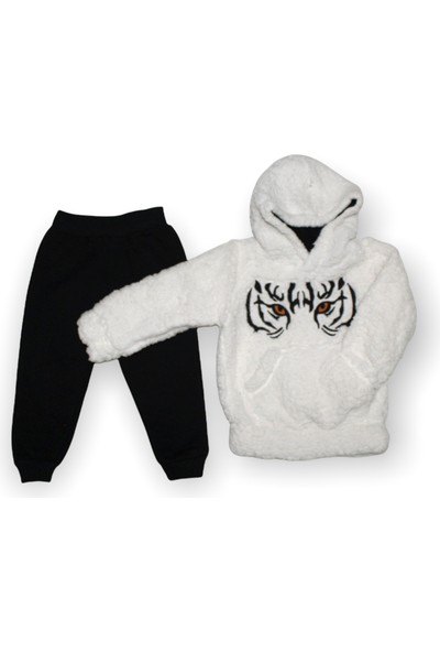 Eykids Erkek Çocuk Kaplan Nakışlı Kapüşonlu Peluş Ikili Takım 2-5 Y