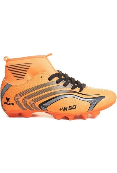 Walked Çoraplı Turuncu Siyah Krampon Futbol Ayakkabısı Walked Çoraplı Turuncu Siyah Krampon Futbol Ayakkabısı