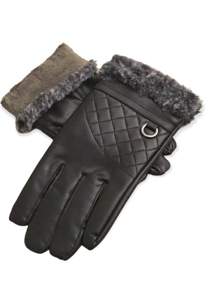 Mugees Erkek Standart Beden Siyah Suni Deri Eldiven MG104