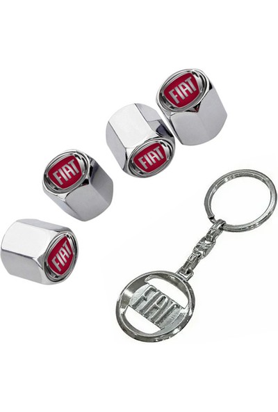 Gardenauto Fiat Krom Renk Sibop Kapağı 4 Adet ve Krom Anahtarlık