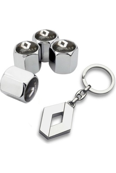 Gardenauto Renault Krom Renk Sibop Kapağı 4 Adet ve Krom Anahtarlık