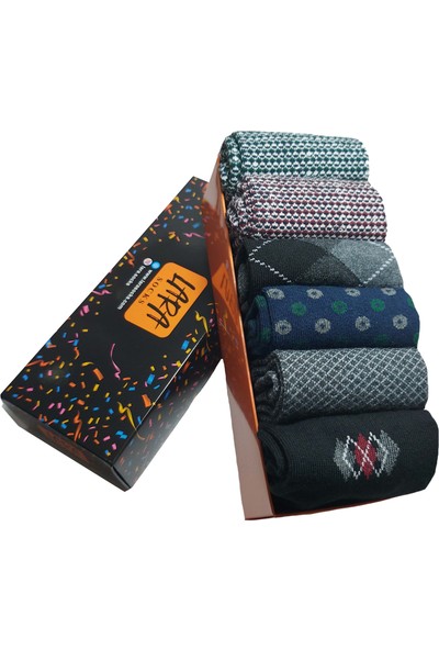 Lara Çorap Klasik Karışık 6'lı Erkek Soket Çorap (40-46)