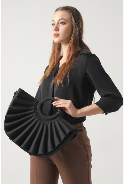 Lady Love Napoli Özgün Tasarım Kadın El Omuz Çantası Siyah Galanti Serisi