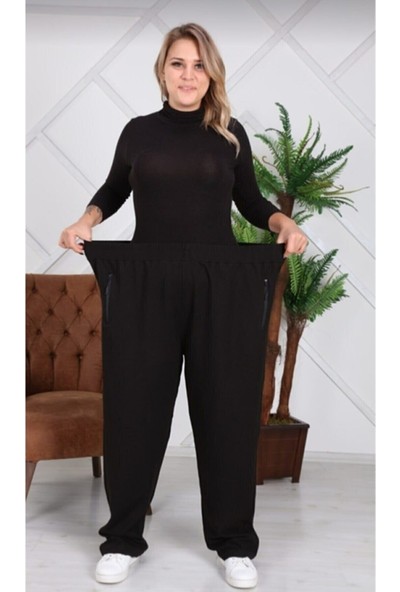 Feville Unisex Siyah Battal Boy Eşofman Tek Altı Feville-1