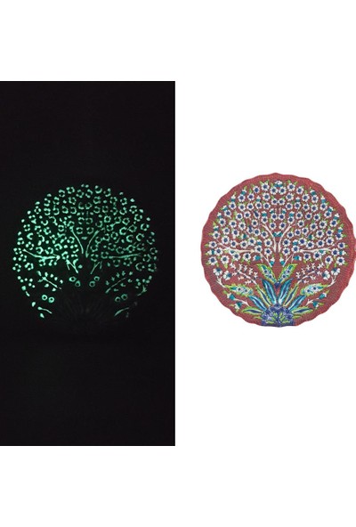 Wehbi Forforlu El Yapımı Dekoratif Çini Tabak- Hayat Ağacı Desenli-18 cm