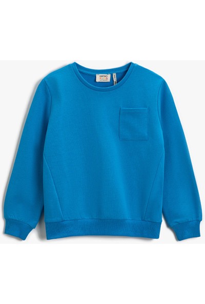 Koton Basic Cepli Sweatshirt Uzun Kollu Pamuklu