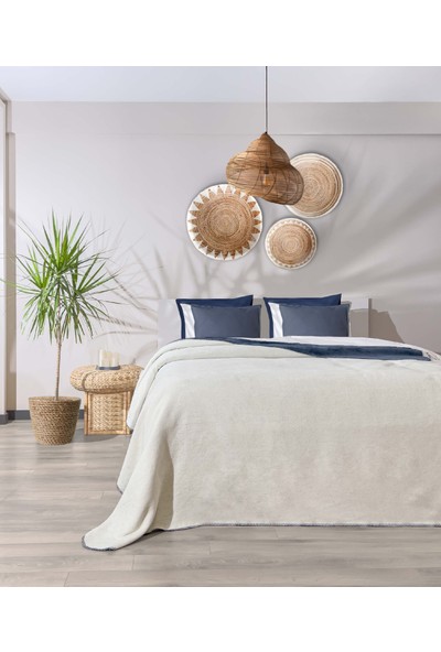 Koza Home Twin Soft Pamuklu Çift Kişilik Battaniye Mavi Krem 200 X 220 Koza Home Twin Soft Pamuklu Çift Kişilik Battaniye Mavi Krem 200 X 220