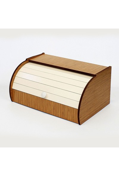 Mavikuğu Ortası Beyaz Kenarları Bambu Desenli Dekoratif Ekmek Kutusu