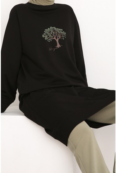 ALLDAY Ağaç Baskılı Sweat Tunik ALLDAY Ağaç Baskılı Sweat Tunik