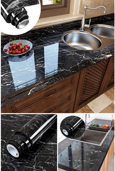 Trendpoint 60 cm x 100 cm Siyah Mermer Desen Mutfak Banyo Dolap Tezgah Üstü Folyo Kaplama Trendpoint 60 cm x 100 cm Siyah Mermer Desen Mutfak Banyo Dolap Tezgah Üstü Folyo Kaplama