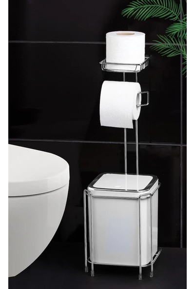 Sas Krom Yedekli Tuvalet Kağıtlık ve Çöp Kovası Kare 5 Lt Sas Krom Yedekli Tuvalet Kağıtlık ve Çöp Kovası Kare 5 Lt