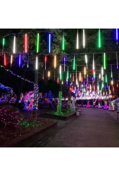 Meteor Led Meteor LED Yağmur Akan Tüp Rgb( Renkli ) LED Işıklı 10LU Çubuk Set