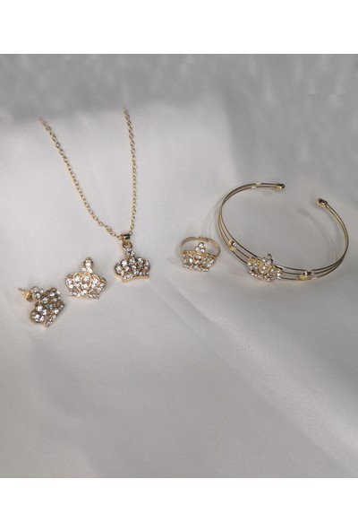 Trend Kolye Taç Figürlü Moda Takı Seti