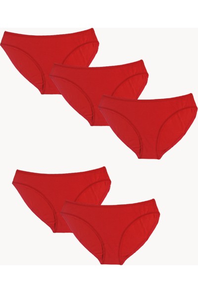 Mk Moda Atelier Sheima Lingerie Kadın Bikini Brief Kırmızı 5'li Paket Külot