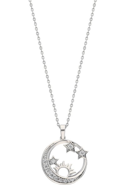 Moj Güneş Ay Yıldız Figürlü Özel Tasarım 925 Ayar Gümüş Kolye Moj Güneş Ay Yıldız Figürlü Özel Tasarım 925 Ayar Gümüş Kolye