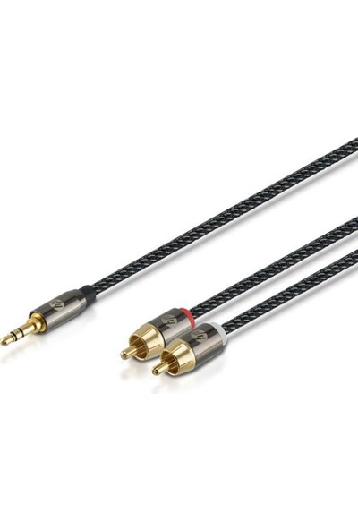 HP Pro Örgülü 3.5 mm AUX 2 RCA Ses Kablosu Siyah 3 mt